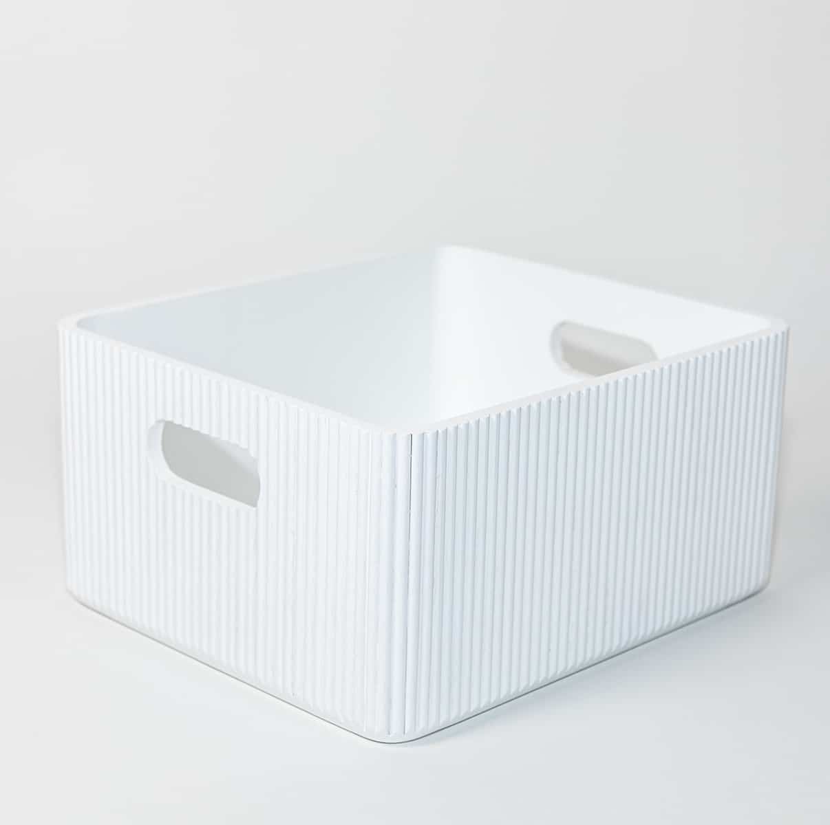 Wooden Ribbed Bins – White – Horderly