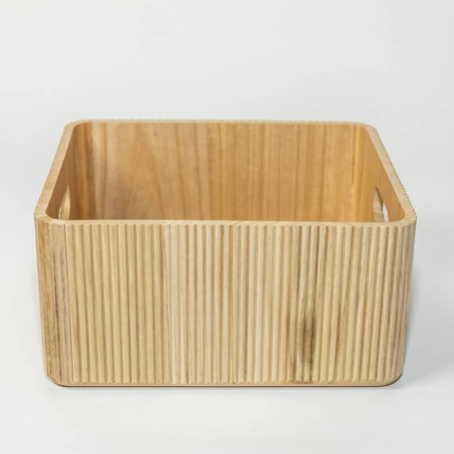 Wooden Ribbed Bins – Natural – Horderly