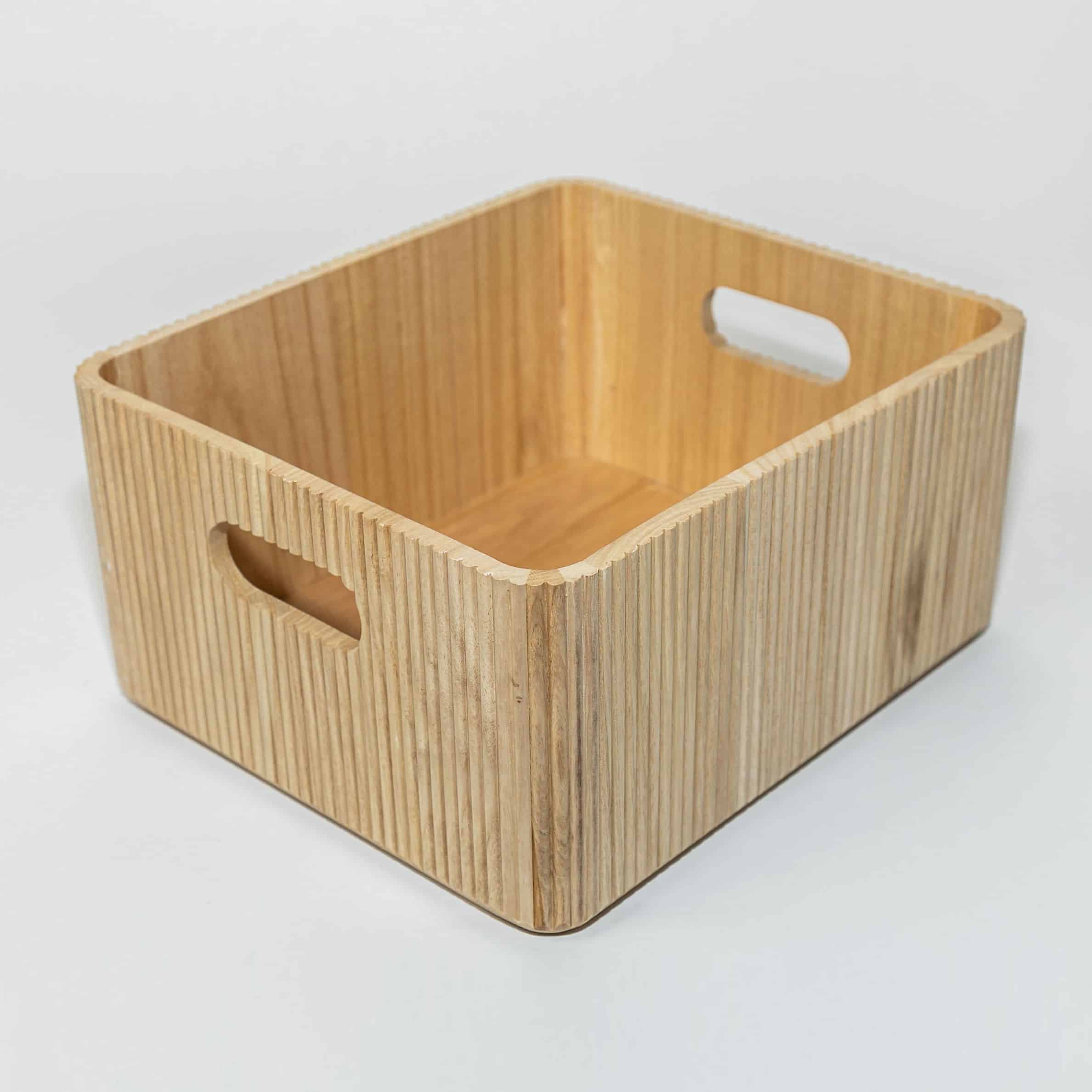 Wooden Ribbed Bins – Natural – Horderly