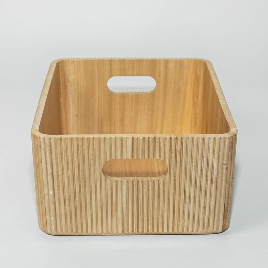 Wooden Ribbed Bins – Natural – Horderly