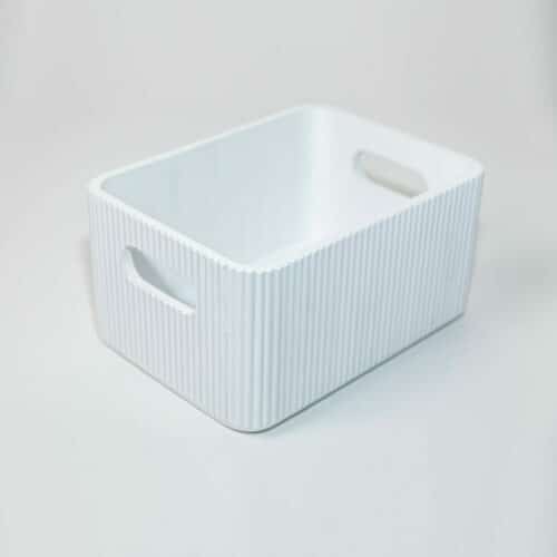 Wooden Ribbed Bins – White – Horderly