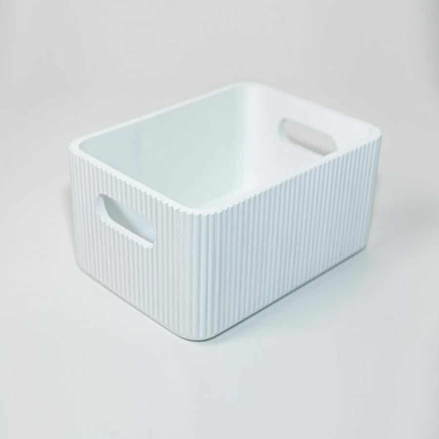 Wooden Ribbed Bins – White – Horderly